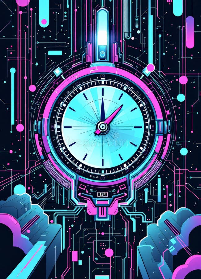 Stylized clock isolated stock illustration. Illustration of deadline ...