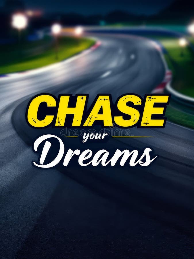 "Chase Your Dreams" – Racing Theme Motivational Poster Stock ...