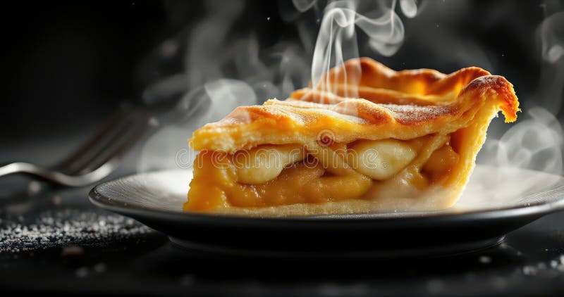 A Slice of Warm, Steaming Apple Pie, Ready To Delight Stock ...