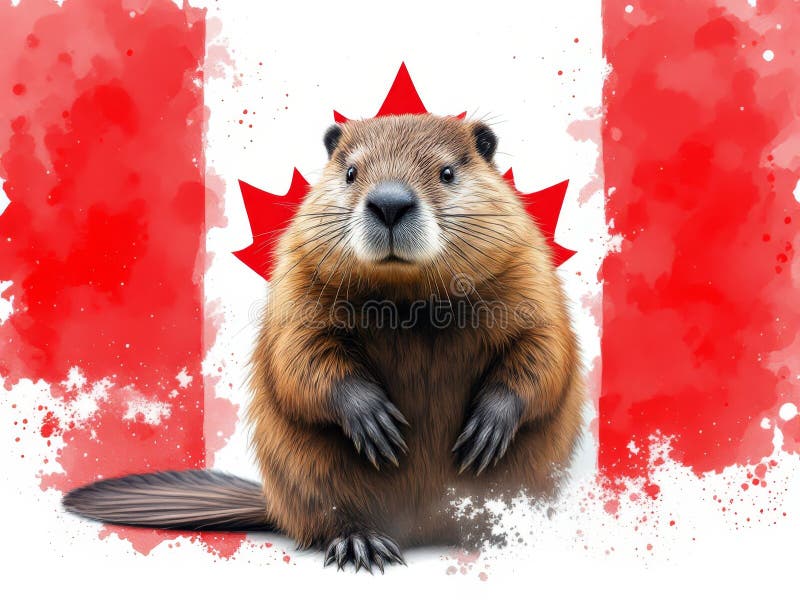 Beaver Close-up, Textured Background with Colors of Canada. Animal ...