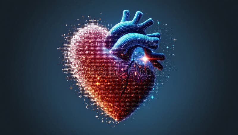 A Digital Pixelated Heart on One Side, a Real Human Heart on the Other ...