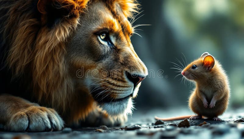 A Powerful Lion on One Side, a Small Timid Mouse on the Other ...