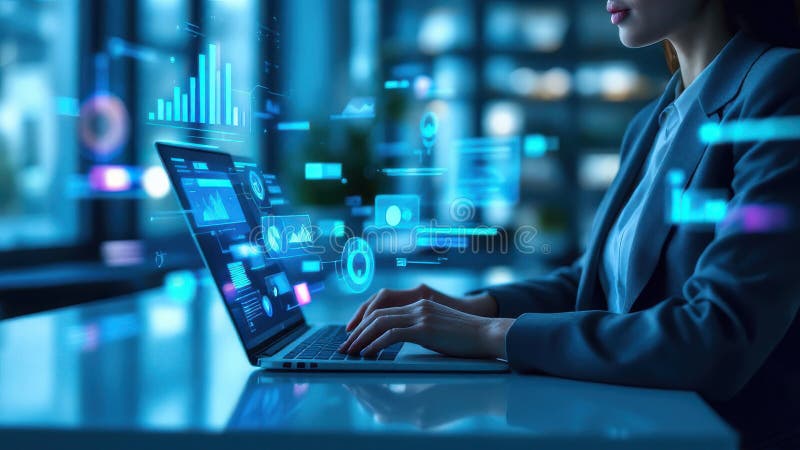 Businessman Analyzing Financial Data and Digital Analytics on a ...