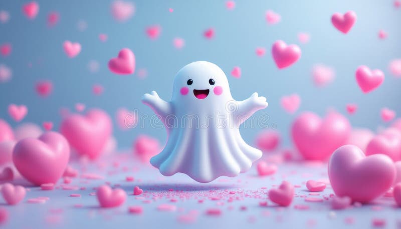 Happy Ghost in Love stock illustration. Illustration of cheerful ...