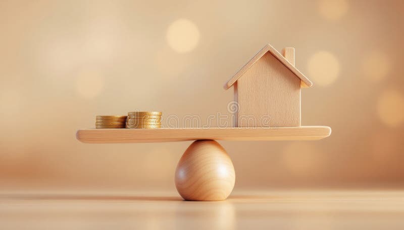 House Vs. Money: Balancing Act Stock Illustration - Illustration of ...