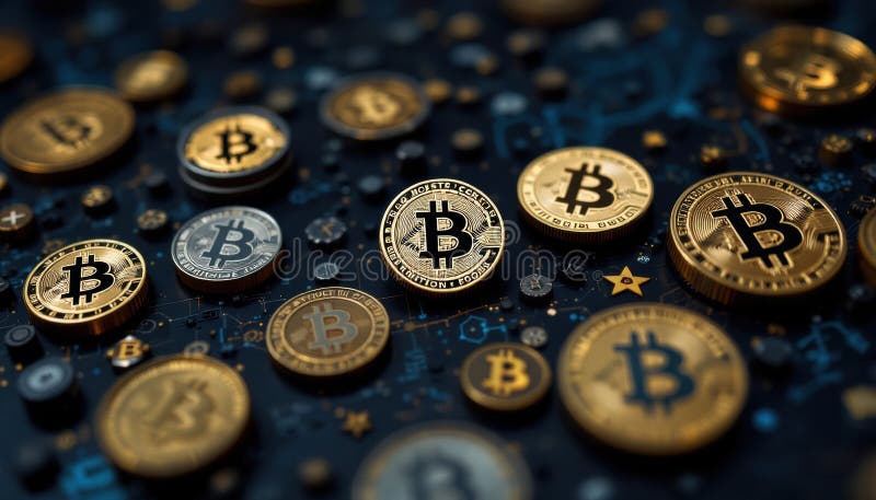 Bitcoin Cryptocurrency Closeup Stock Illustration - Illustration of ...