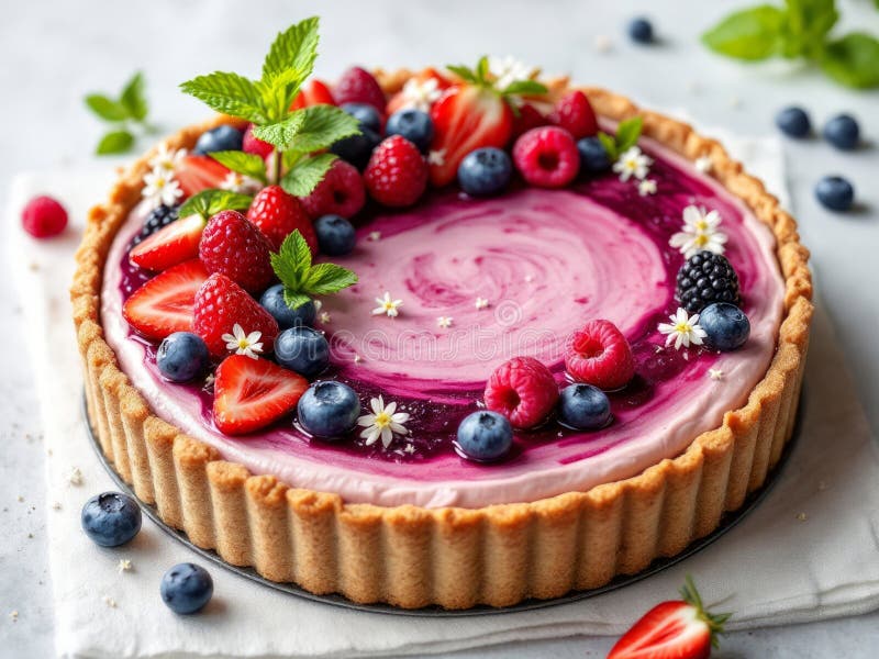 Berry Bliss Vegan Cheesecake Tart: a Plant-Based Delight Stock ...