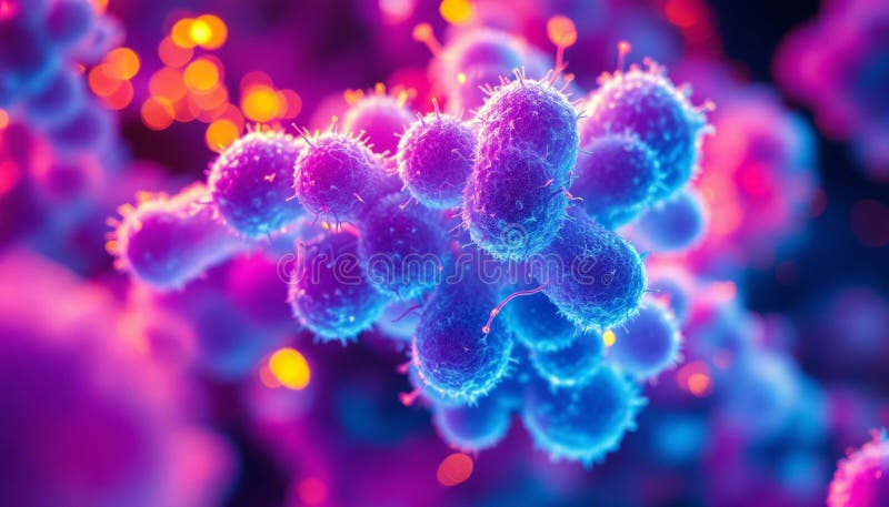 Close-up Shows Bacterium Cells with Textures and Vibrant Colors Stock ...