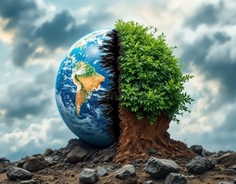 A Striking Image Depicting Half of the Earth Covered in Lush Greenery ...