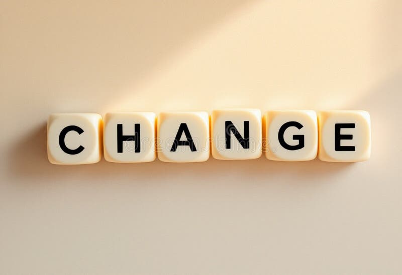 Tiles Spelling the Word CHANGE on a Light Beige Background. Stock ...