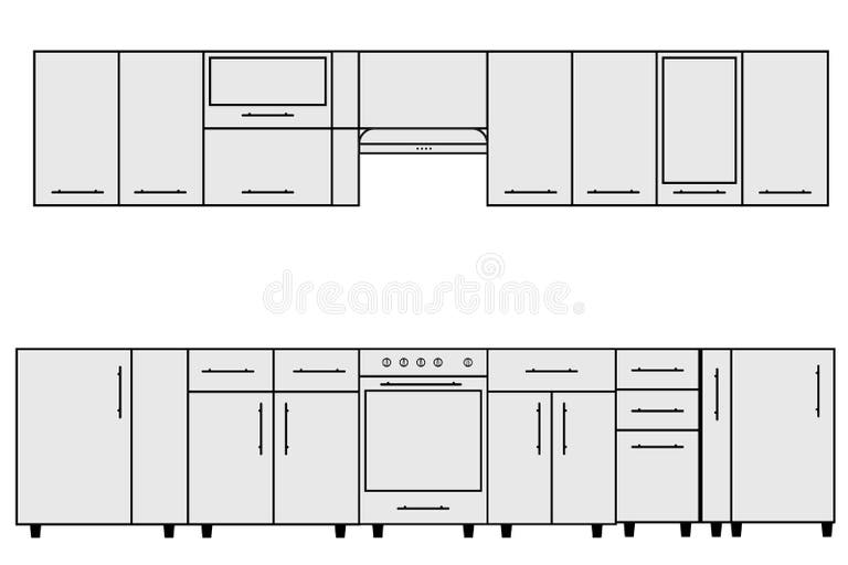 Sample of Modular Kitchen Objects. Stock Illustration - Illustration of ...