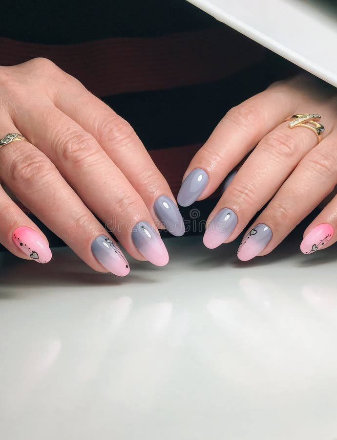 Sample of Nail Design on Female Hands Stock Photo - Image of manicure ...