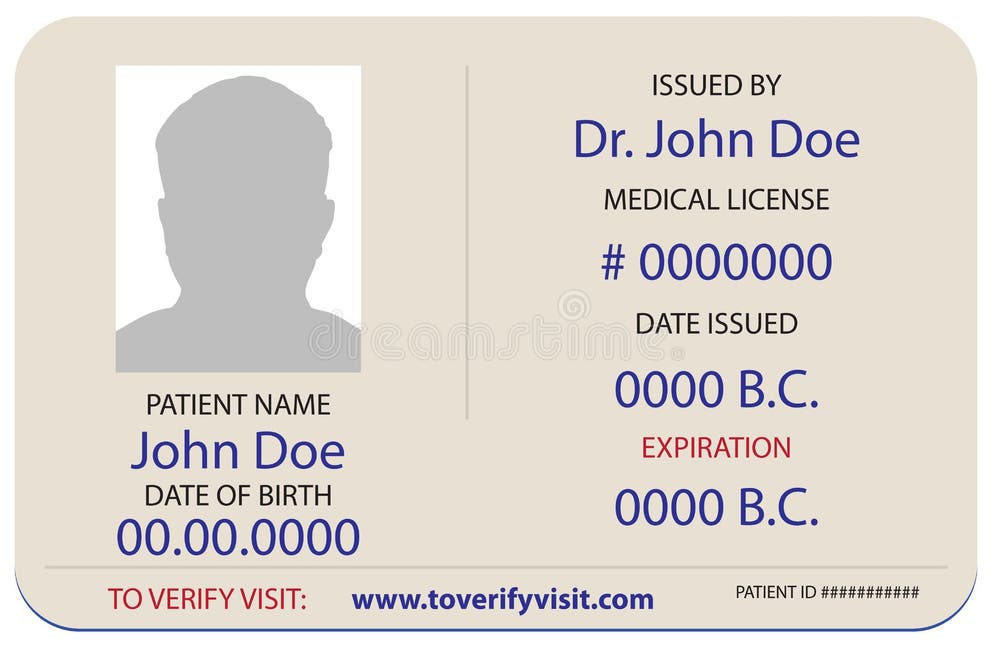 Sample of the Patient is Identification Card Stock Vector ...