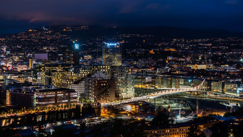 Oslo at Night, Norway, Scandinavia Editorial Photography - Image of ...