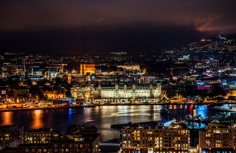 Oslo at Night, Norway, Scandinavia Editorial Stock Image - Image of ...