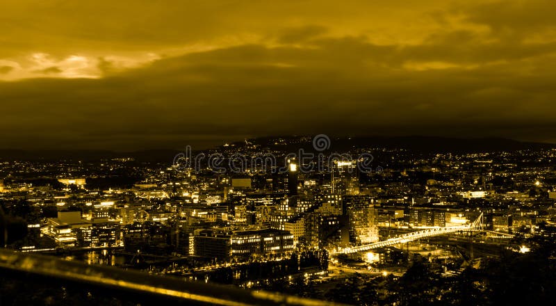 Oslo at Night, Norway, Scandinavia Stock Photo - Image of evening, dusk ...