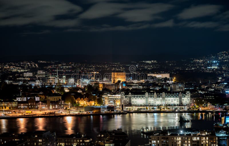 Oslo Night view stock image. Image of contemporary, exterior - 48401347