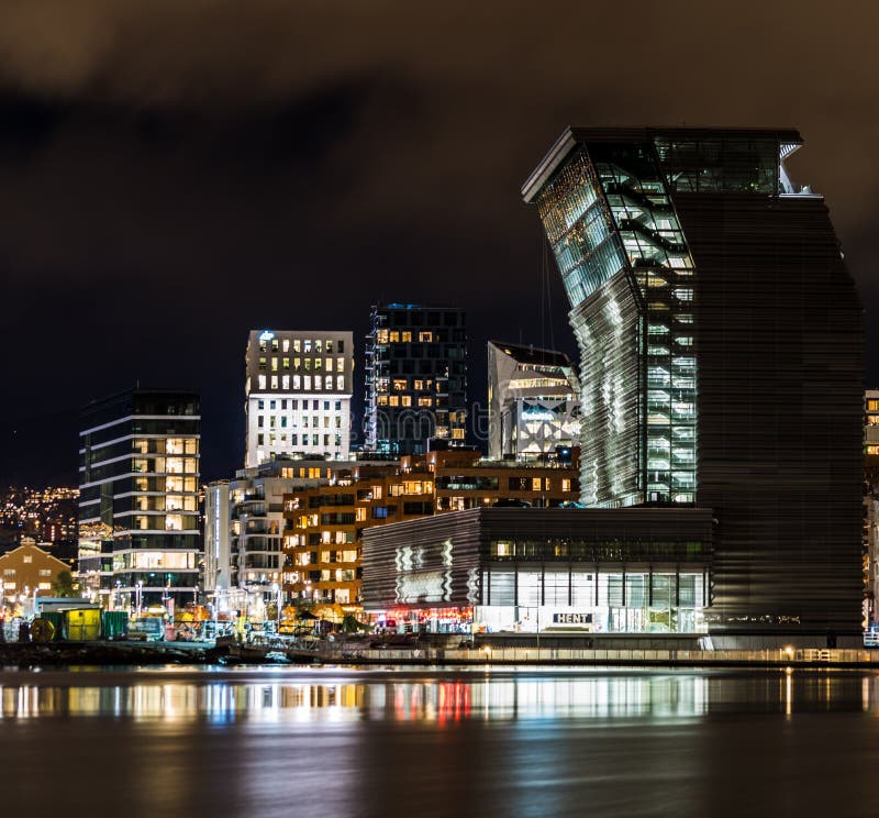 Oslo Night view stock image. Image of contemporary, exterior - 48401347