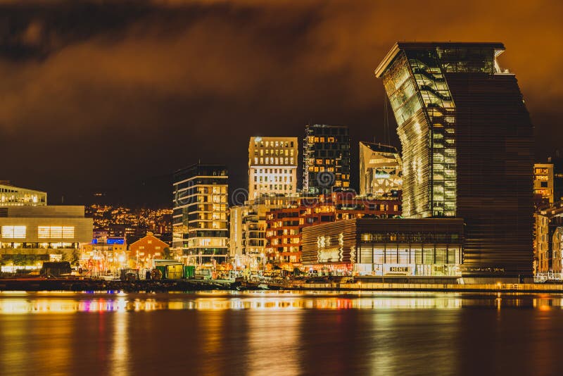 Oslo Night view stock image. Image of contemporary, exterior - 48401347