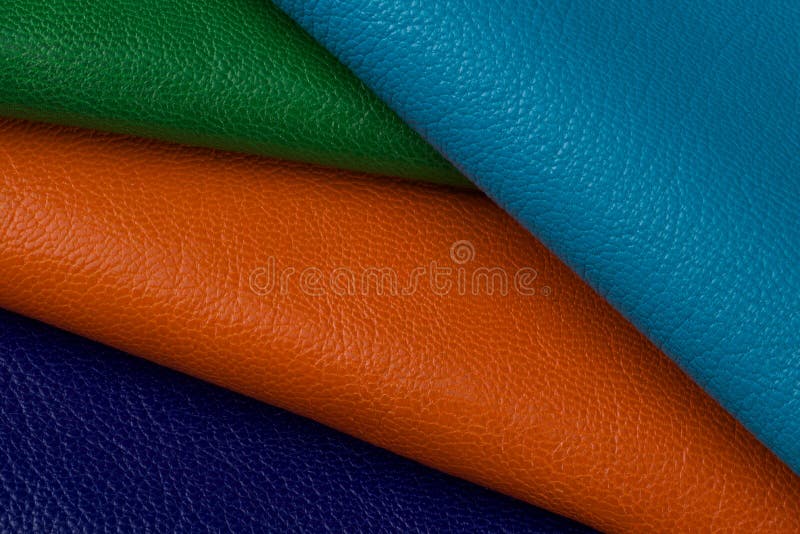 Sample Pieces of Colored Leather. Close Up Stock Photo - Image of color ...
