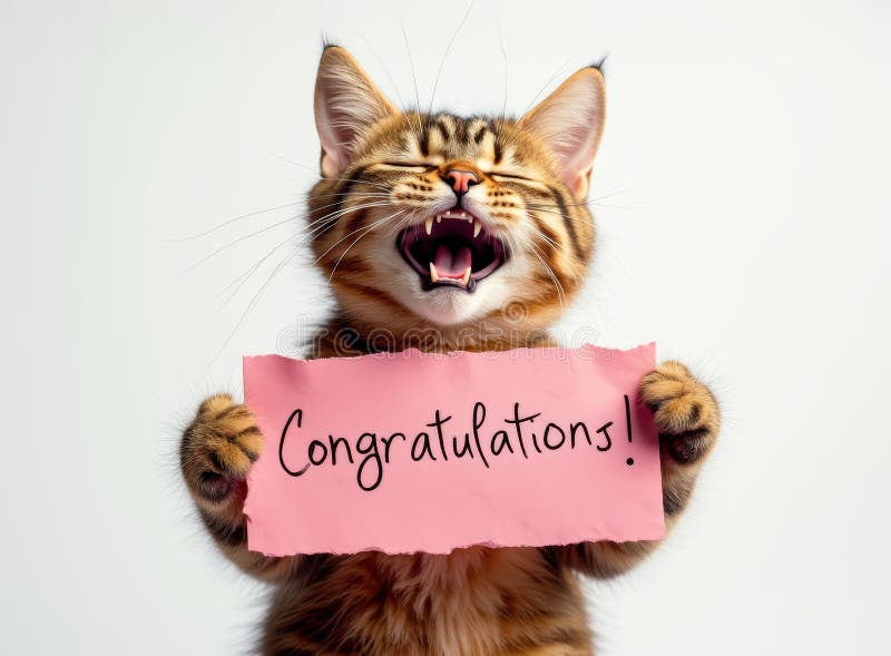 Compliment and Praise Message. Cat Showing Banner with Text ...