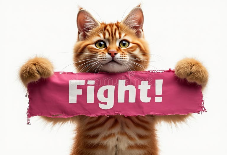 Motivational Message. Cat Showing Banner with Text " Fight ...