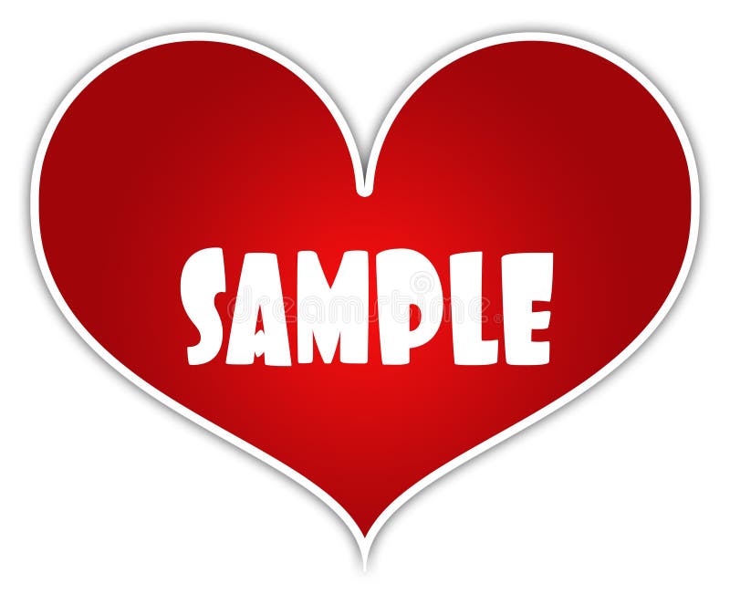 SAMPLE on Red Heart Sticker Label. Stock Illustration - Illustration of ...
