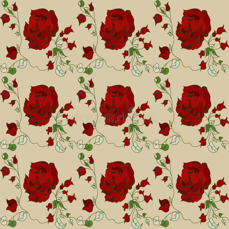 Sample of a Red Rose Wallpaper Pattern Stock Vector - Illustration of ...