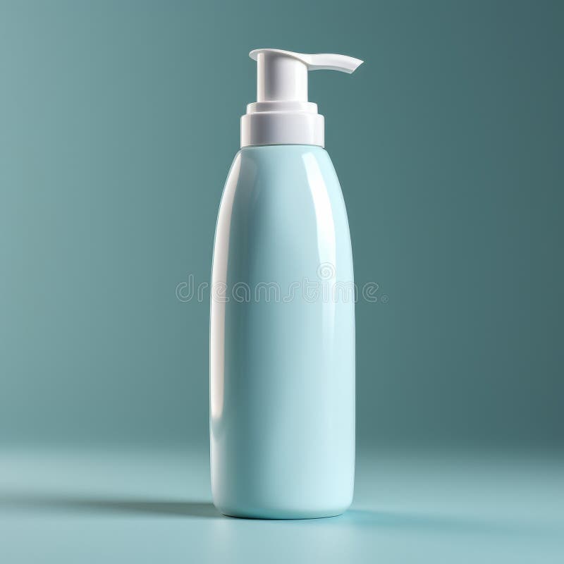 Sample of Shampoo Bottle Isolated, Mock-up. Blue Background Stock Photo ...