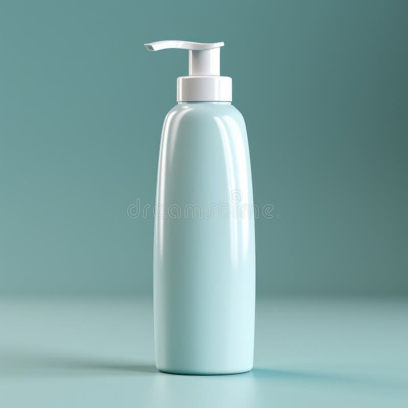 Sample of Shampoo Bottle Isolated, Mock-up. Blue Background Stock Photo ...