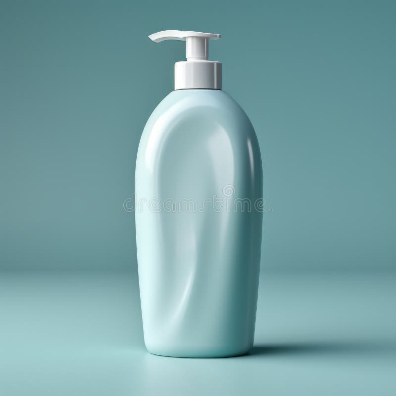 Sample of Shampoo Bottle Isolated, Mock-up. Blue Background Stock Photo ...