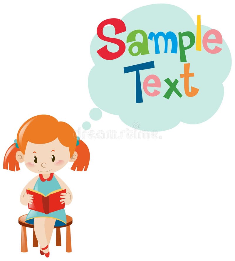 Sample Text Template with Girl Reading Stock Vector - Illustration of ...