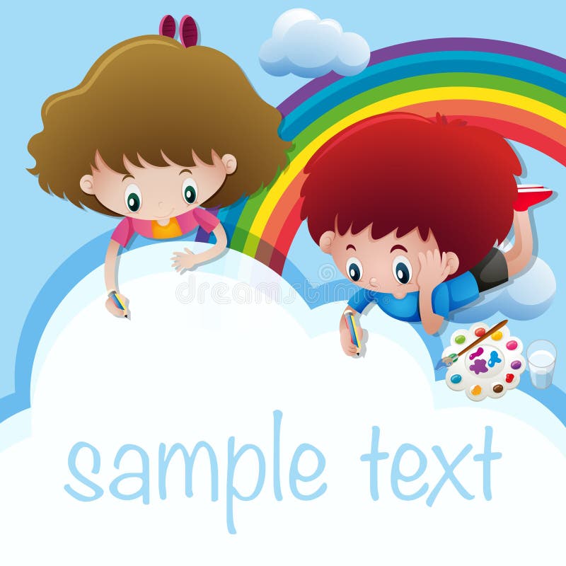 Sample Text Template with Kids Drawing Stock Vector - Illustration of ...