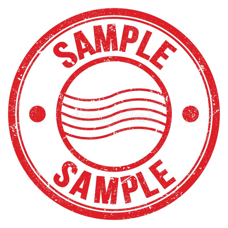 SAMPLE Text Written on Red Round Postal Stamp Sign Stock Illustration ...