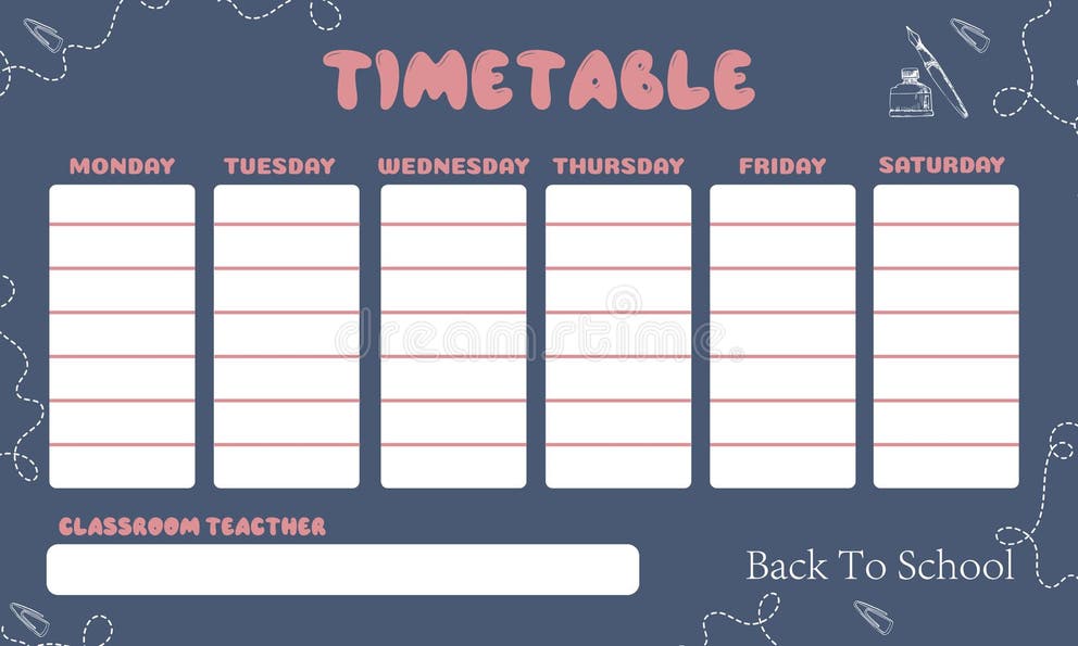 Sample Timetable for Elementary School. Schoolboy Weekly Planner ...