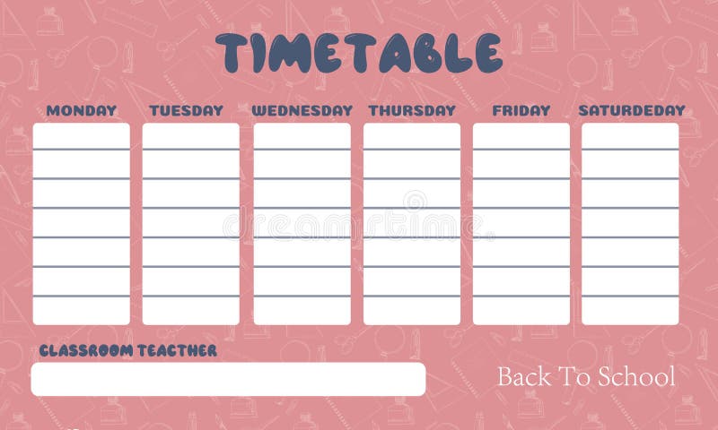 Sample Timetable for Elementary School. Schoolboy Weekly Planner ...