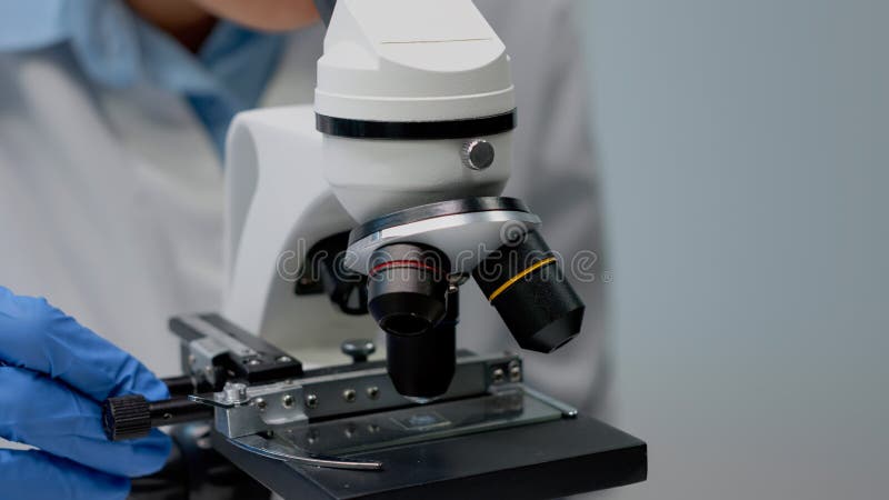 Sample Tray of Scientific Microscope in Laboratory Stock Image - Image ...