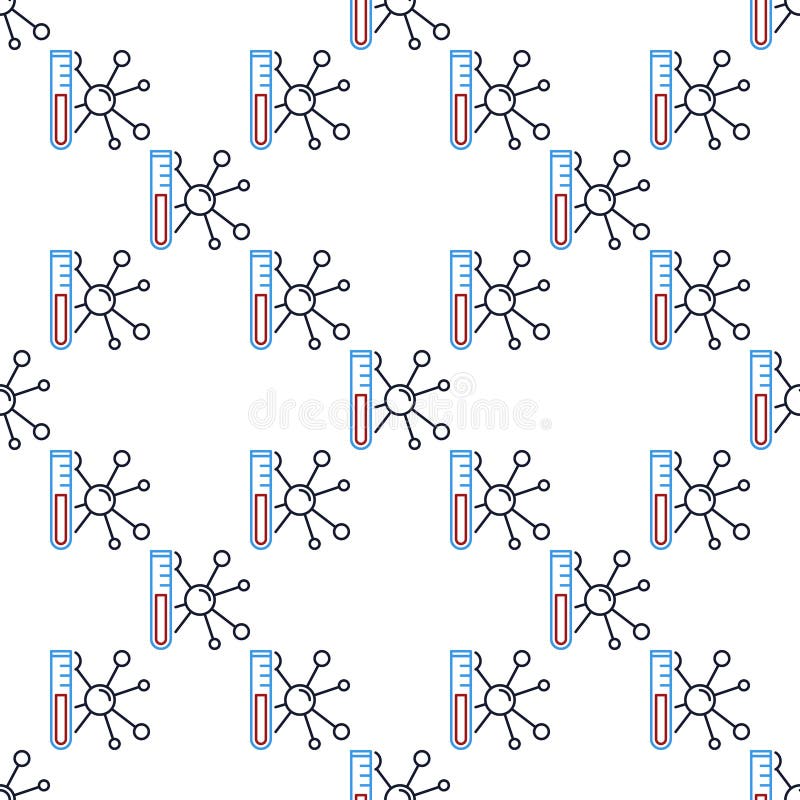 Sample Tube with Chemical Compound Vector Thin Line Seamless Pattern ...