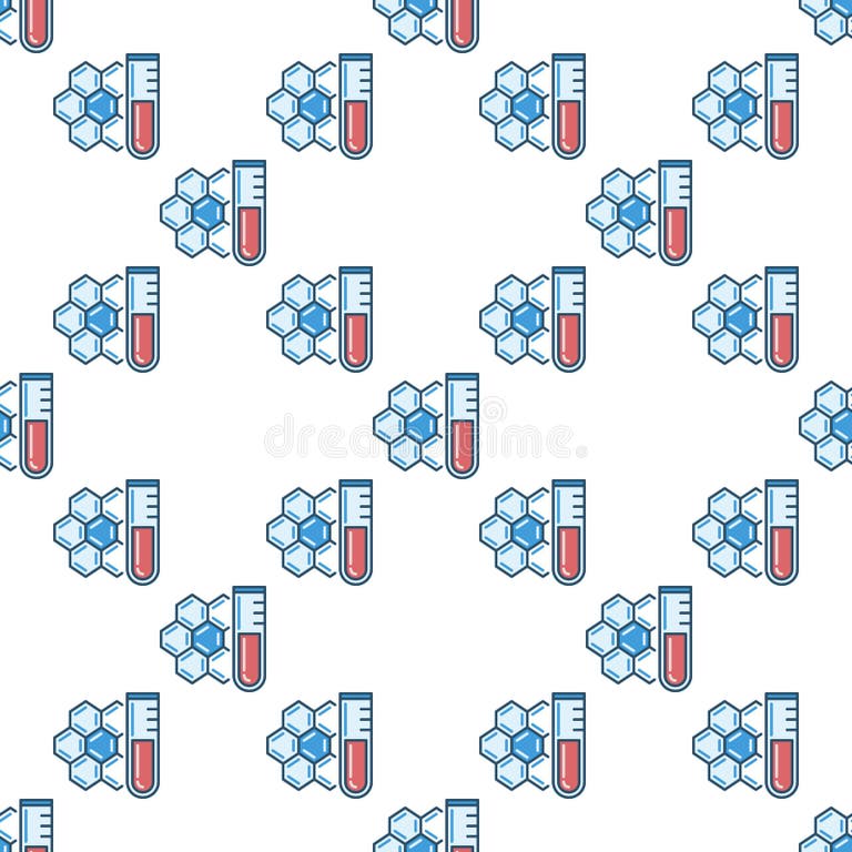 Sample Tube and Molecule Concept Colored Vector Seamless Pattern Stock ...
