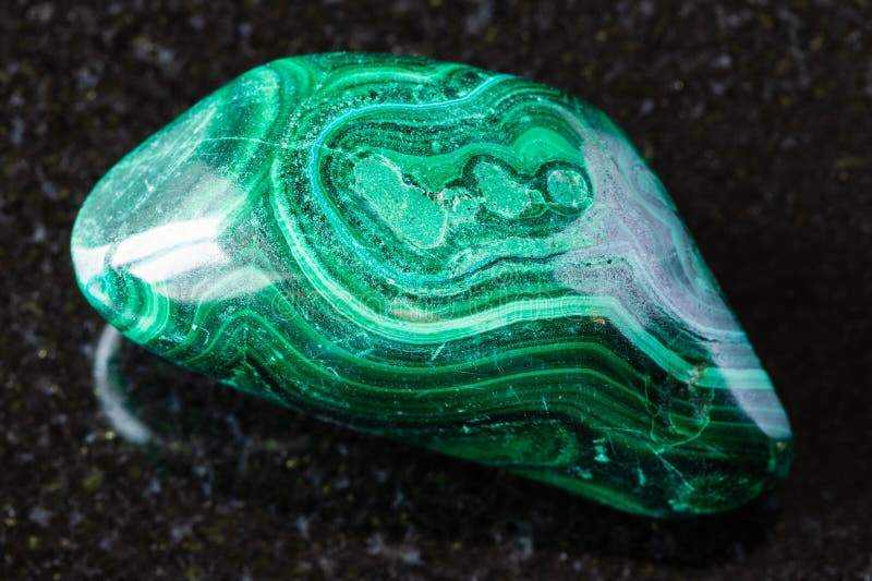 Sample of Tumbled Malachite Mineral on Black Stock Image - Image of ...