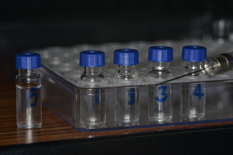 Sample Vial in Instruemtal Analysis Tray Stock Image - Image of vial ...