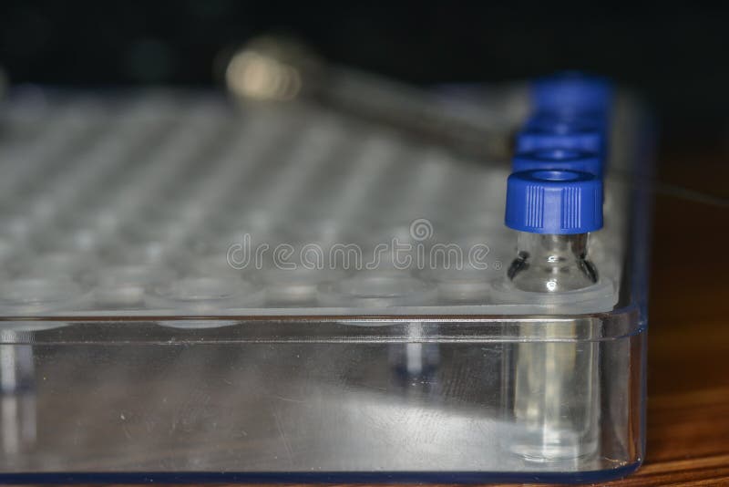 Sample Vial in Instruemtal Analysis Tray Stock Image - Image of vial ...