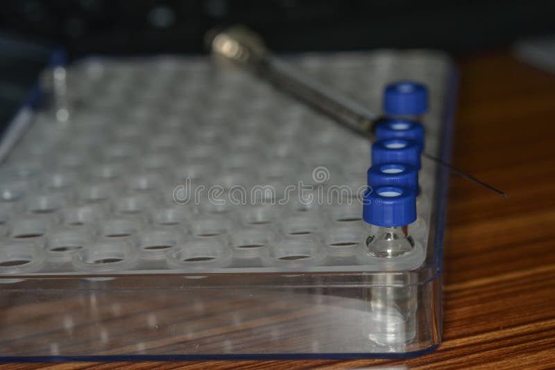 Sample Vial in Instruemtal Analysis Tray Stock Image - Image of vial ...