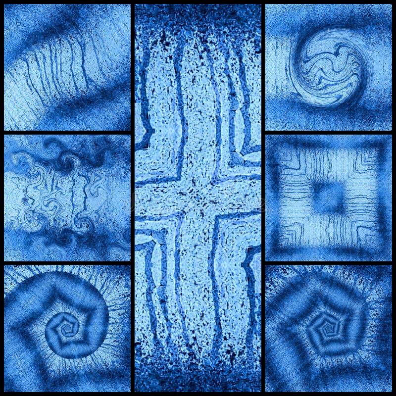 Collage of Patterns in Shades of Blue Stock Illustration - Illustration ...
