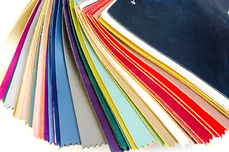 Samples of Artificial Suede in Female Hands. Cuts, Pieces of Multi ...