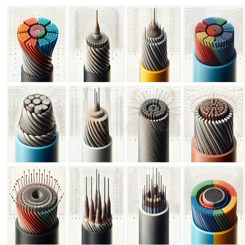 Samples of Cables with Views of Their Sections Isolated on a White ...