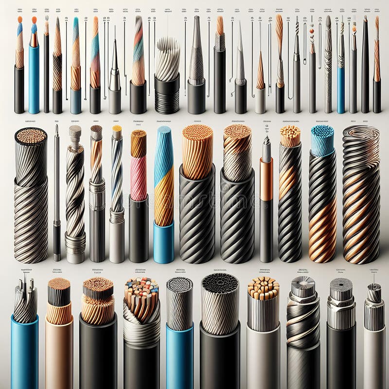 Samples of Cables with Views of Their Sections Isolated on a White ...