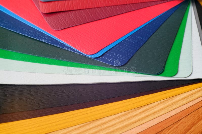 Samples Of The Colored Lamination. The Color Palette On The Table Stock ...