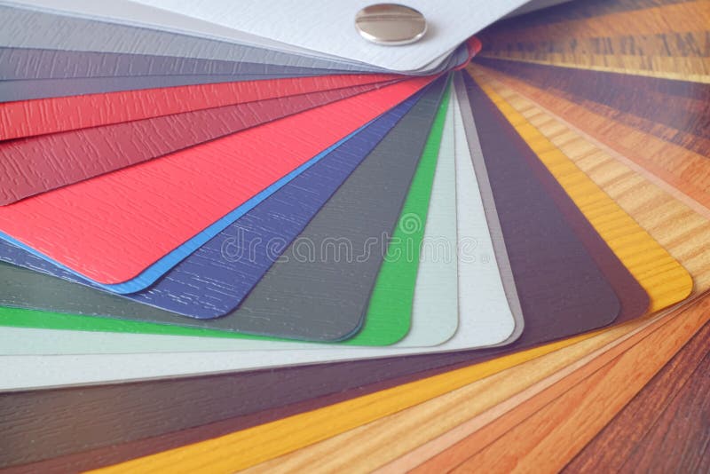 Samples of the Colored Lamination. the Color Palette on the Table Stock ...