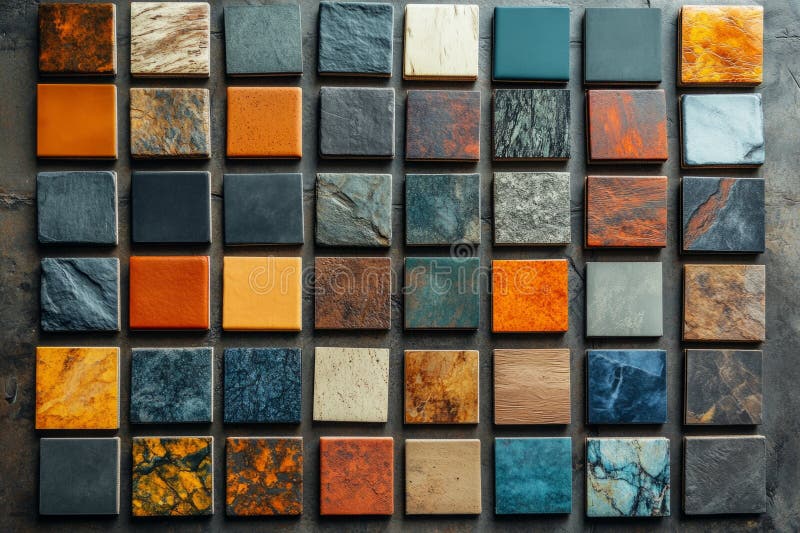Samples of Colorful Ceramic and Stone Tiles Presenting a Variety of ...